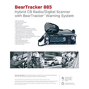 Uniden BEARTRACKER 885 Hybrid Full-Featured CB Radio + Digital TrunkTracking Police/Fire/Ambulance/DOT Scanner w/ BearTracker Warning System Alerts, 40-channel CB, 4-Watts power, 7-color display.