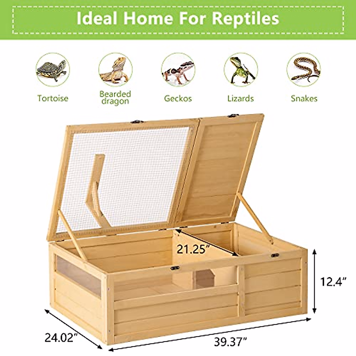 GIODIR Wooden Tortoise House Large Tortoise, Indoor Tortoises Enclosure ...
