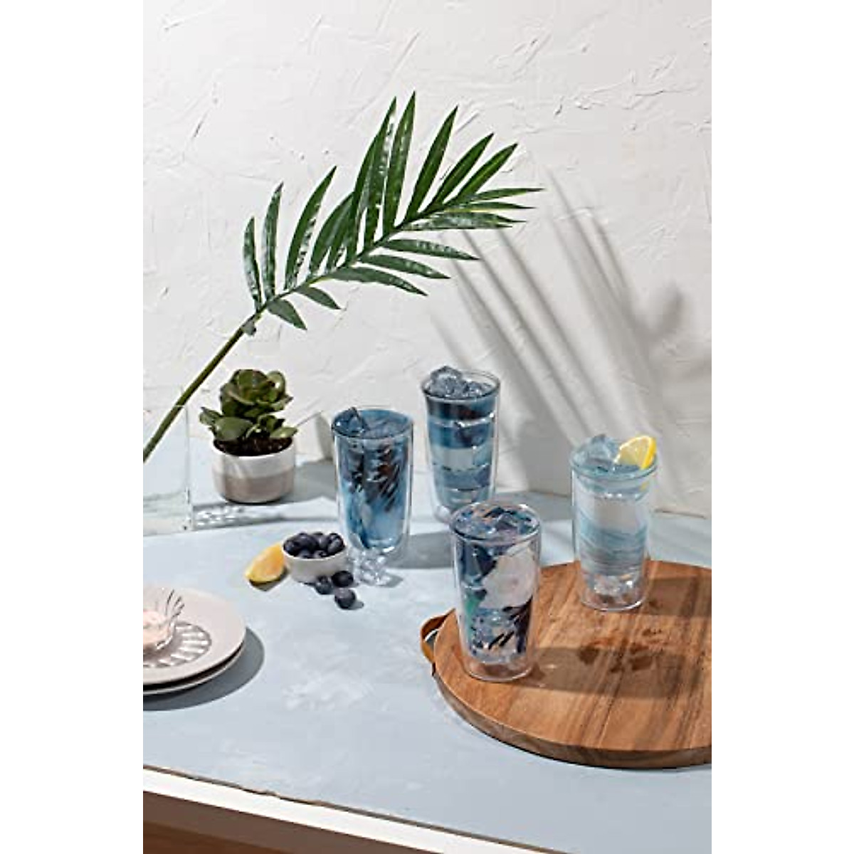 Tervis Kelly Ventura Crystal True Blue Collection Made in USA Double Walled Insulated Tumbler Travel Cup Keeps Drinks Cold & Hot, 16oz 4pk, Assorted