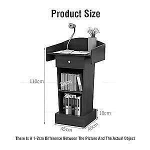 Floor Standing Podium Wooden Pulpits with Multi-Level Open Storage Stand Lecterns Presentation Stand Large Speaking Lectern