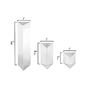 EISCO 6PK Equilateral Prisms 3pc Set - 1", 2", & 4" Lengths, 25mm Face Size - Acrylic - Classroom Pack (Six, 3pc Sets - 18 Pieces Total)