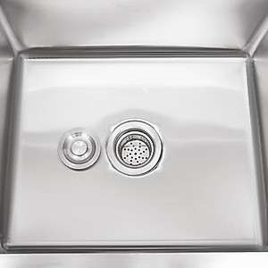 YSHUSTGY Compartment Stainless Steel Cabinets Commercial Kitchen Prep Sink Wash Table,Commercial Kitchen Prep Utility Sink W/Drainboard+Compartment Stainless Stee,Work Station Ledge