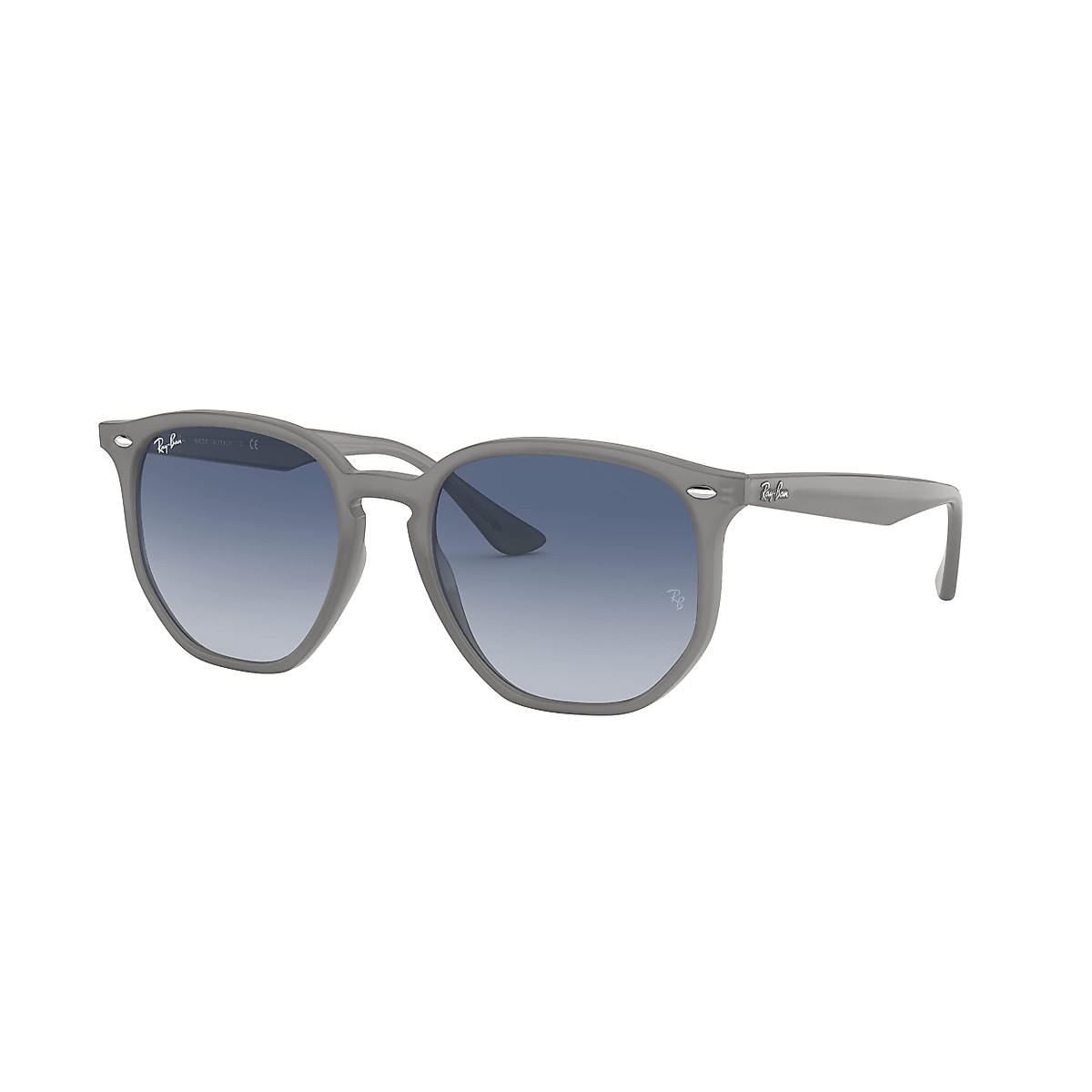 Ray-Ban RB4306 Hexagonal Sunglasses, Opal Grey/Light Grey Gradient Dark Blue, 54 mm