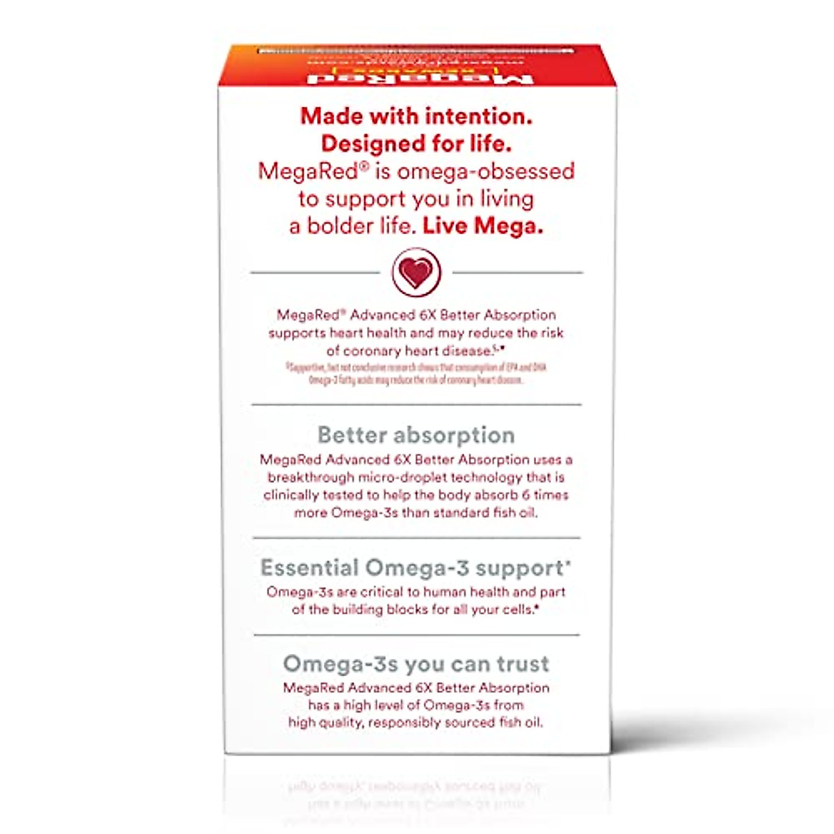MegaRed Omega 3 Fish Oil Supplement 800mg (per Serving), Advanced 6X Absorption EPA & DHA Omega 3 Fatty Acid Softgels (80cnt Box), Phopholipids, Supports Brain Eye Joint & Heart Health