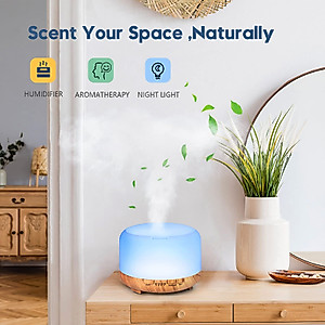 Essential Oil Diffuser, YIKUBEE Oil Diffuser, 500ml Humidifier, Diffusers for Home, Aromatherapy Diffuser with Remote Control, Diffusers for Essential Oils Large Room