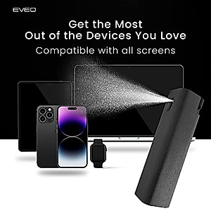 EVEO Screen Cleaner Spray -Phone Screen Cleaner, iPhone Cleaner, Computer Screen Cleaner Tool, Laptop Screen Cleaner, MacBook/iPad Screen Cleaner, Touchscreen Mist Cleaner Built-in Microfiber -Grey