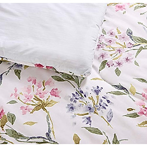 Laura Ashley Home | Meadow Breeze Collection | Comforter Set - 100% Cotton, Reversible Bedding with Matching Shams and Bonus Decorative Pillows, Queen, Purple