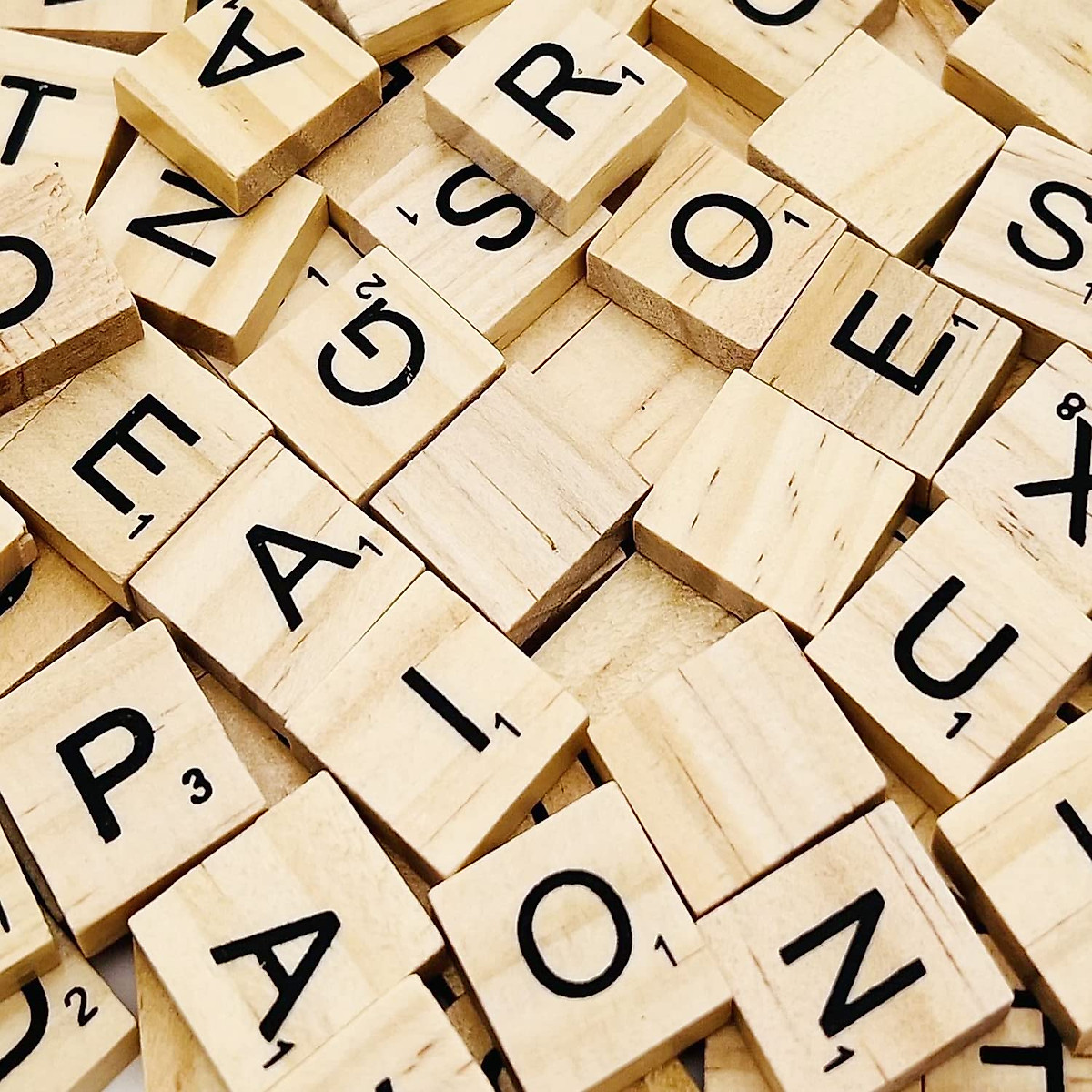 MYYZMY 200 Pcs Scrabble Letters, Wood Scrabble Tiles for Crafts Making Crossword Game