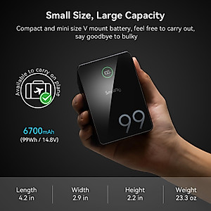 SmallRig V Mount Battery VB99 Pro, 99Wh / 6700mAh mini V-Mount Battery with PD 100W USB-C Fast Charging, with D-TAP, Dual USB-C & DC Ports, USB-A, TFT Display for Camera, Camcorder, Video Light - 4292