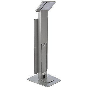 Displays2go iPad Floor Kiosk Stand with Sign Holder, Home Button Hidden (IPDSGNSV2)