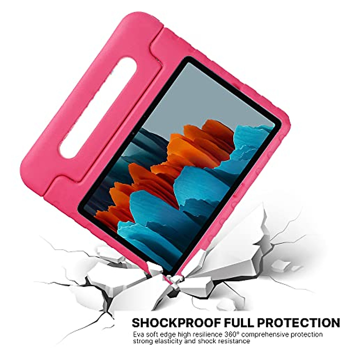 i-original Kids Case for Samsung Galaxy Tab S8/Galaxy Tab S7 11 Inch,SM-X700/X706/T870/T875/T878 Lightweight Convertible Shock Proof Handle Stand Protective Cover (rose)