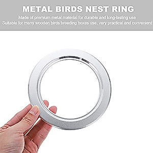 HANABASS 4pcs Bird Wood Box Predator Hole Bird Breeding Cage Ring Guard Metal Anti Bite Bird Nest Box Ring Silver