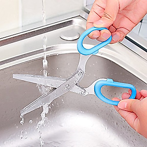 2 Packs Stainless Steel Herb Scissors, SourceTon Multi-purpose Kitchen Shear with 5 Blades and Cleaning Brush, Ergonomic Design Heavy Duty Durable Culinary Cutter with Sharp Blade