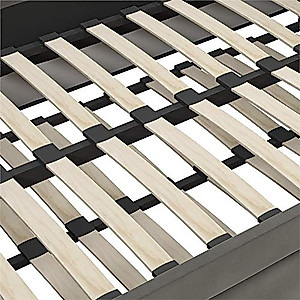 Novogratz Vintage Upholstered Full Twin Trundle Set, Grey Daybed, Gray Velvet