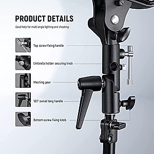 NEEWER Camera Flash Bracket H-Type Mount with Umbrella Softbox Holder, 180° Swivel Adjustable Metal Light Stand Adapter with 1/4" to 3/8" Screw Adapter for Speedlite LED Lamp Light Stand Tripod