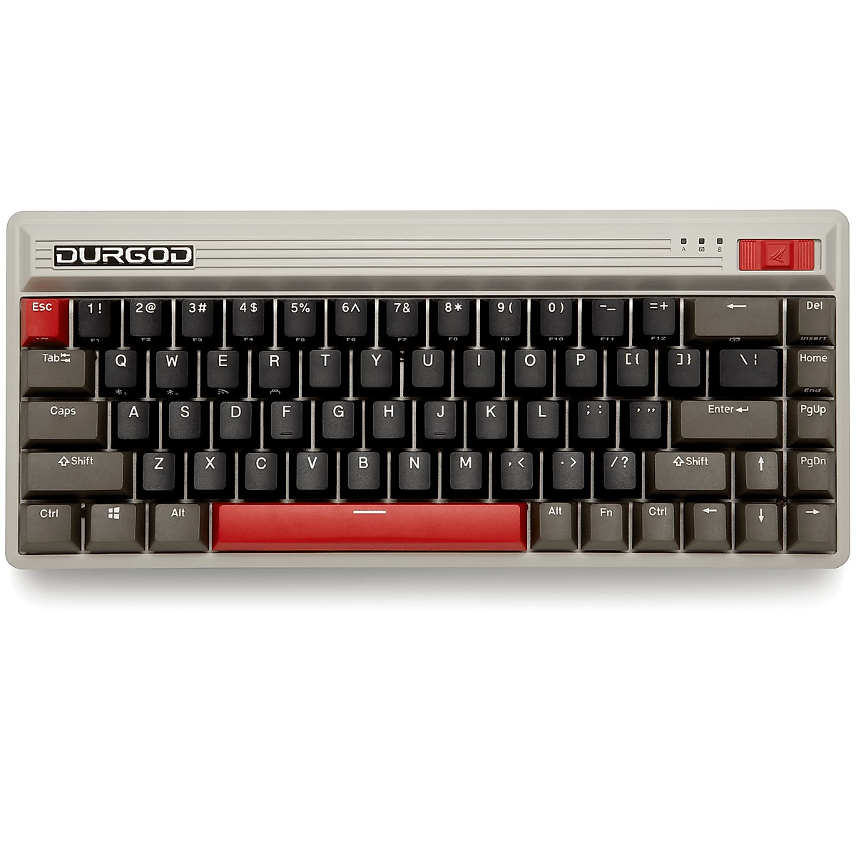 DURGOD Fusion Mechanical Retro Keyboard | 65% Layout | Wireless 2.4 GHz, Bluetooth 5.0, USB C | Doubleshot PBT | Up to 40 Days Battery Life | Windows, Android, iOS (Cherry MX Brown, Steam)