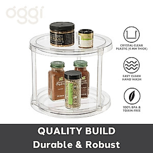 OGGI Two Tier Lazy Susan Rotating Organizer for Kitchen, Pantry, Cabinet Organizing and Storage. Ideal as a Rotating Spice Rack and Pantry Can Organizer, 9.75'' Dia x 8'' H (7780.)