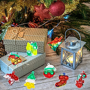 MEZHOBBY 32Pcs Christmas Mini Pop Keychain, Fidget Toys Bulk for Party Favors Supplies, Goodies Bag Stuffers Bulk, Xmas Gift for Kids, Boys, Girls