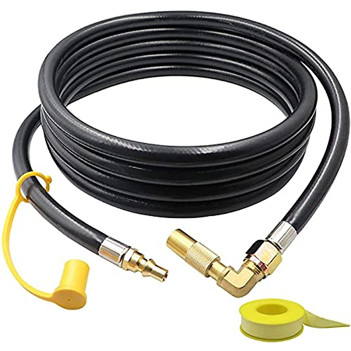 Monkemon Propane Elbow Adapter with Extension Hose, 12FT Propane Quick Connect Hose RV to Grill for Blackstone 17" and 22" Griddle, Lp Quick Connect Hose Rv Grill For Camp Chef Stove Portable Fire Pit