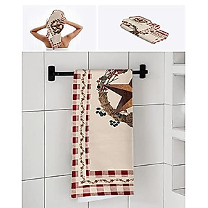 ArneCase Towel Sets for Bathroom Farmhouse Country Star and Primitive Berries On Retro Red Plaid Highly Absorbent Beach Towel Hand Towel Washcloths for Men Women Sports Yoga 3 Pcs