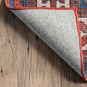 nuLOOM Stella Machine Washable Traditional Tribal Ultra Thin Area Rug, 8' x 10', Rust