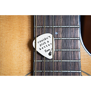 Ptzizi I Couldn’t Pick A Better Son, Stainless Steel Guitar Picks Jewelry for Guitar Player Musician Boys Son Graduation Birthday Christmas Gifts