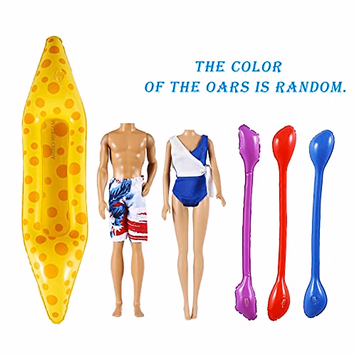 E-TING Beach Bikini Swimsuit Swimtrunk with Toy Boat Ship Kayak Accessories for 11.5-inches Girl Doll and 12-inches Boy Doll