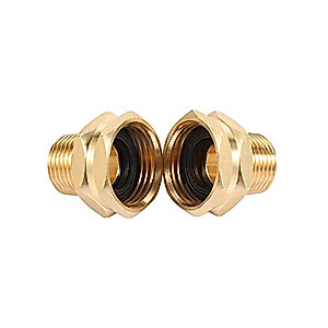 Garden Hose Adapter,3/4" GHT Male x 1/2" NPT Male Connector with 3/4" GHT Female x 1/2" NPT Male Connector,Brass Pipe to Garden Hose Fitting Connect 4pcs with Extra 8 Rubber Washers (1/2NPT)