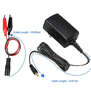 TalentCell AC/DC 14.4 14.6V/1.5A LiFePO4 Battery Charger with Dual Alligator Clips Connector for 4S 12V Rechargeable Lithium Iron Phosphate Battery Pack