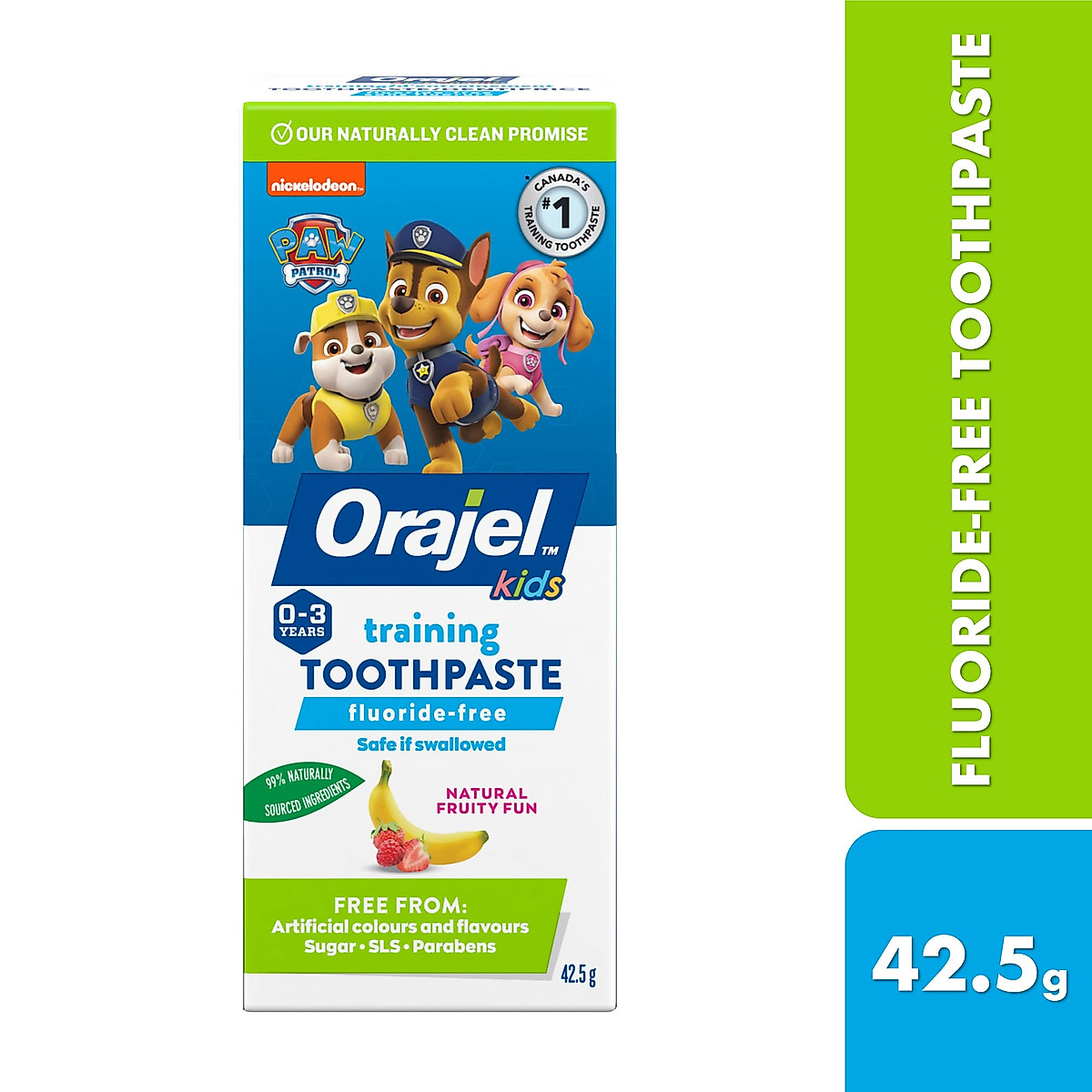 Orajel Kids Paw Patrol Fluoride-Free Training Toothpaste, Natural Fruity Fun Flavor, #1 Pediatrician Recommended Fluoride-Free Toothpaste, 1.5oz Tube