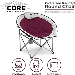 CORE Equipment Folding Oversized Padded Moon Round Saucer Chair (Wine)