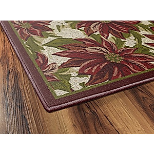 Brumlow MILLS Poinsettia Rug, 20" x 34", Garnet