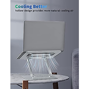 SOUNDANCE Adjustable Laptop Stand with 360° Rotating Heavy Base, Ergonomic Laptop Riser for Desk, Stable Laptop Holder for Collaborative Working, Suit for 10-15.6" PC Computer, Dual Shaft, Silver