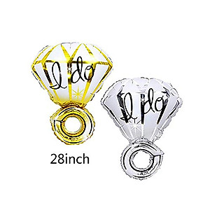 Ezing 40inch Groom Bride Wedding Dress Foil Balloon, 28inch Diamond Ring and 18inch Heart Balloon for Wedding Party Bridal Room Decoration (F)
