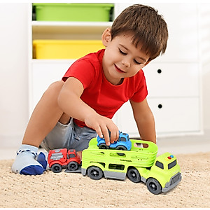 Number 1 In Service Car Toys for Boys Toddler 3 in 1 Carrier Transport Truck for Kids Vehicle Toy for Age 2 3 4 5 6 Year Old Boy, Truck & Cars with Lights & Sounds Police Car Fire Car Vehicle Playset