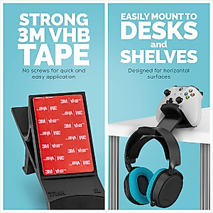 BRAINWAVZ The Titan - Desktop Gamepad Controller & Headphone Hanger Holder - Designed for XBOX ONE, PS4, PS3, Dualshock, Switch, PC, Steelseries, Steam & More, Reduce Clutter, Black