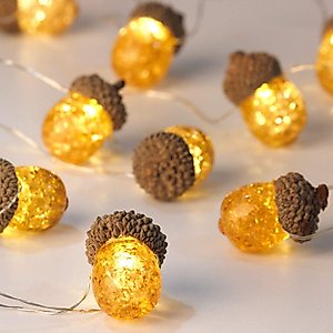 FLAVCHARM 3D Acorn String Lights USB Powered or Battery Operated with Remote Fall Decor Ice Crack Desgin Big Acorn Decorative Tree Ornaments for Thanksgiving Autumn Harvest Christmas Bedroom Party