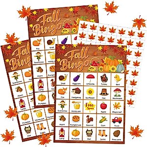 Shappy 39 Pcs Fall Bingo Game Cards Sets for Adults 28 Players Fall Festival Party Games Autumn Bingo Cards for School Classroom Family Activities Thanksgiving Party Supplies Decoration