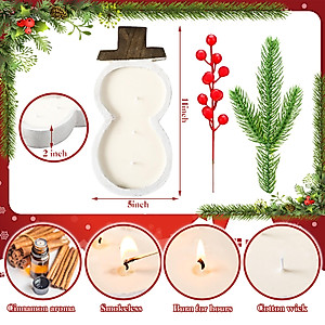 Conelist Wooden Dough Bowl Candles Christmas Candle Gifts Wooden Bowl Candle Farmhouse Bowl Candles for Wedding Birthday Christmas Gift Table Centerpiece Decor (Snowman, White)