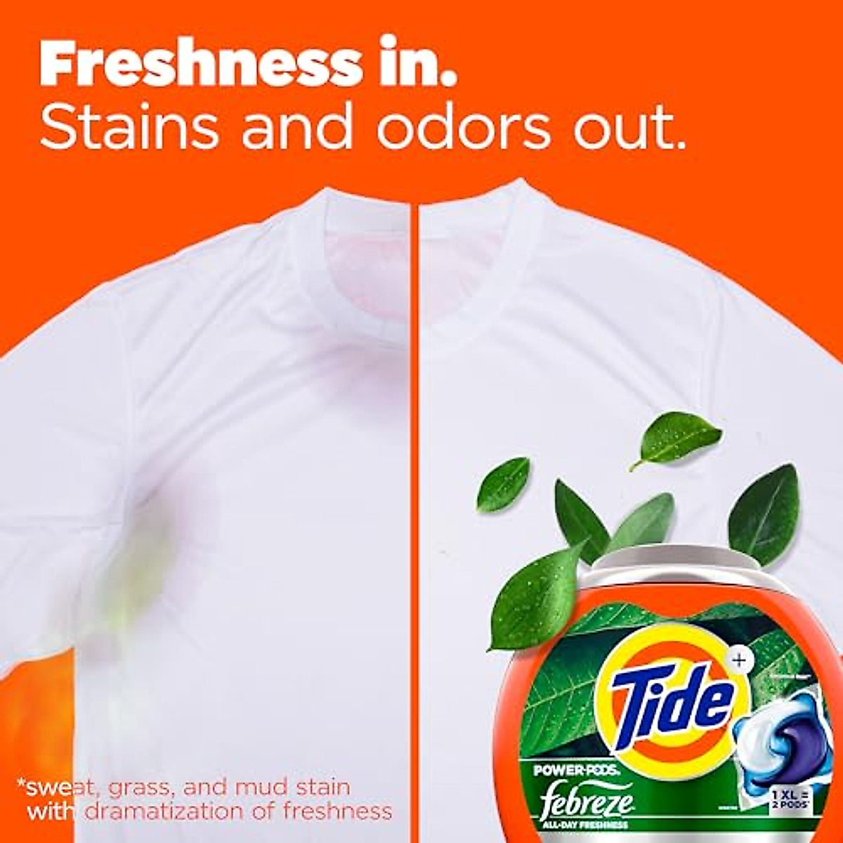 Tide Power Pods Laundry Detergent Pacs with Febreze Freshness with Odor Eliminators, Botanical Rain Scent, 45 Count