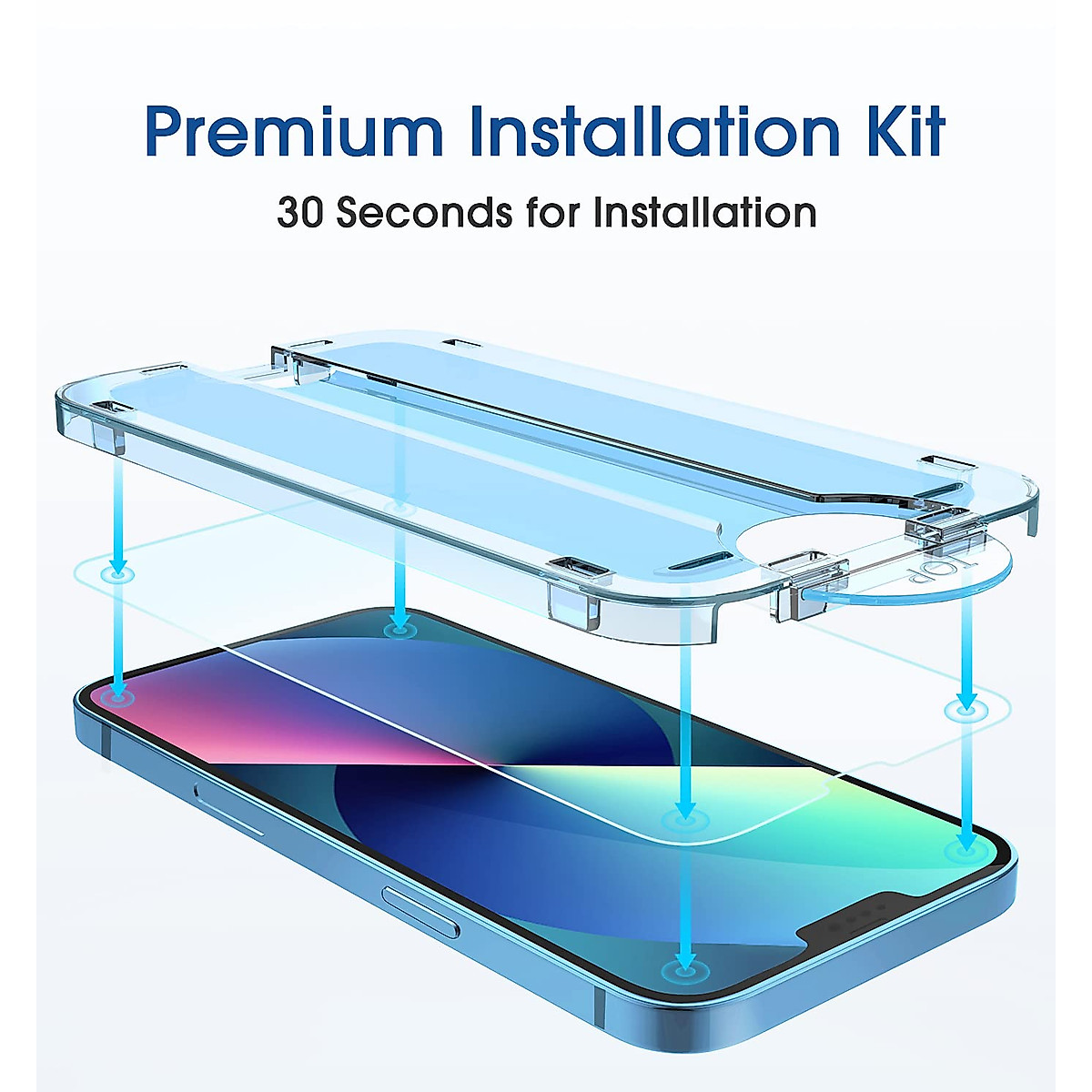 amFilm Screen Protector OneTouch Compatible with iPhone 13, iPhone 13 Pro (6.1", 2021) Tempered Glass and Camera Lens Protector, Edge to Edge Full Coverage Easy Installation Kit, Plastic, 2+2 Pack