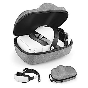 Eyglo M3 Head Strap for Oculus Quest 2 Balance Weight,Travel Carrying Case for Meta Quest 2 Compatible with M2 Head Strap,Elite Strap and Accessories (2-in 1 Gray)