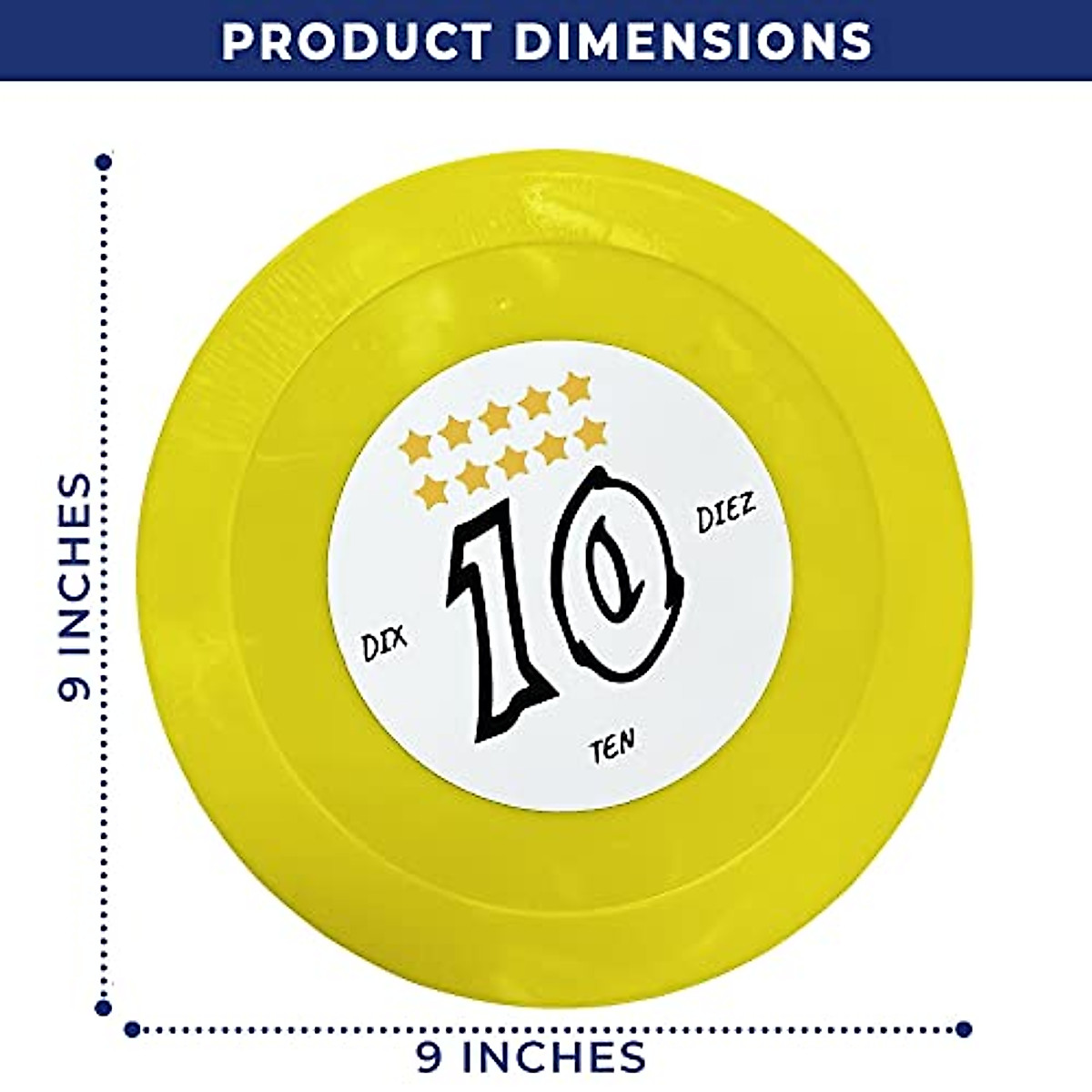 Set of 12 9-Inch Poly Vinyl Spot Markers Numbers 0-10 with 1 Blank in Spanish, French, English with Montessori Shapes for Classroom, Gym, Sports Teams, Preschool, Kindergarten, Elementary School