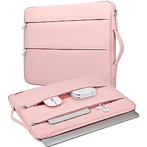 V Voova Laptop Sleeve Carrying Case 13 13.6 Inch for MacBook Air 13 M3/M2/M1 2020-2024, MacBook Pro 13, IPad Pro 12.9, Waterproof Slim Computer Cover Bag with Handle for Women, Sakura Pink