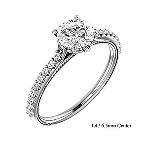 Aihpos 1.25CT Moissanite Engagement Rings for Women White Gold 925 Sterling Silver 10K 14K 18K Gold Women's Engagement Rings Wedding Anniversary with Text Engraving (10K Gold)