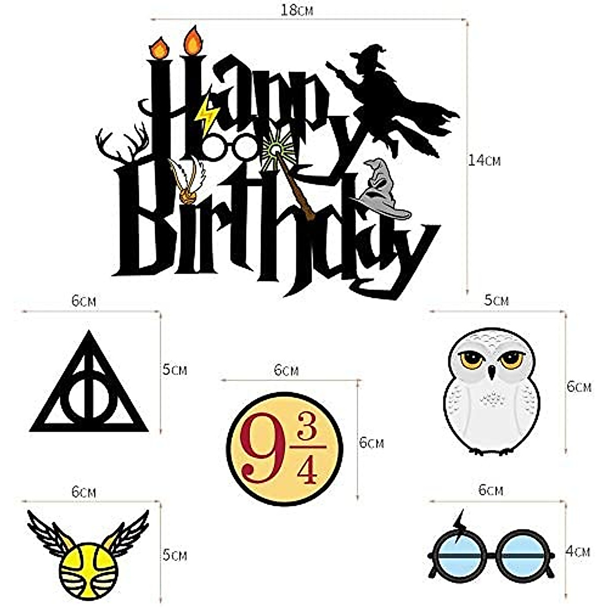 Birthday Party Decoration Boys Magical Wizard Themed Party Decorations Happy Birthday Banner Cupcake Toppers Balloons Party Supplies For Harry Magical Potter Birthday (Golden)