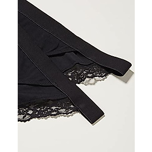 Amazon Essentials Women's Cotton and Lace Tanga Brief, Pack of 4, Black, XX-Small