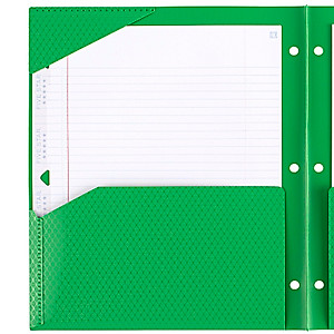 Five Star DuraShield Antimicrobial 2 Pocket Stay-Put Plastic Folders, 4 Pack, Holds 11" x 8-1/2", Black, Red, Electric Green, Cobalt Blue (330010)