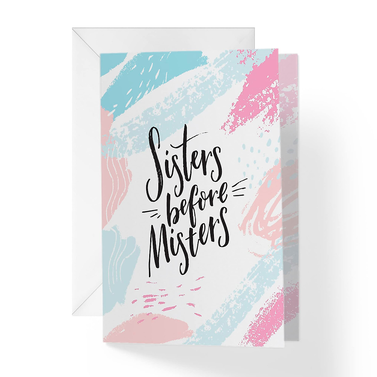 1Up Greetings Galentines Day Card Or Best Friend Birthday Card | Sisters Before Misters | Your Purchase Helps Animals In Need | 5”x7.5” | With Envelope | Made in USA | Female Owned Small Business