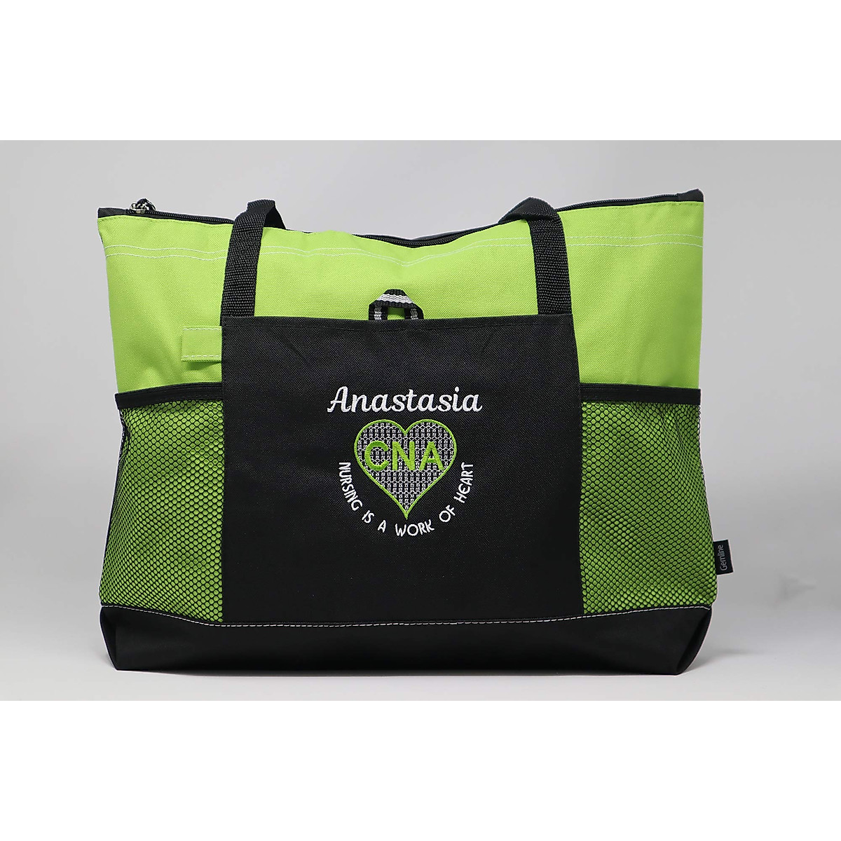 Nursing is a Work of Heart Personalized Embroidered Nurse, CNA, RN, LPN Tote Bag.